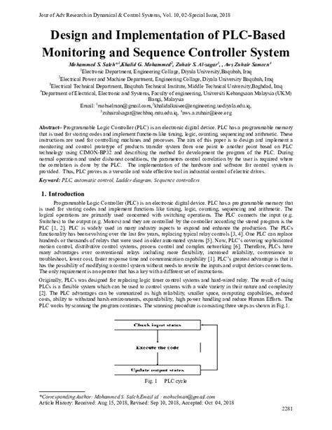 Pdf Design And Implementation Of Plc Based Monitoring And Sequence
