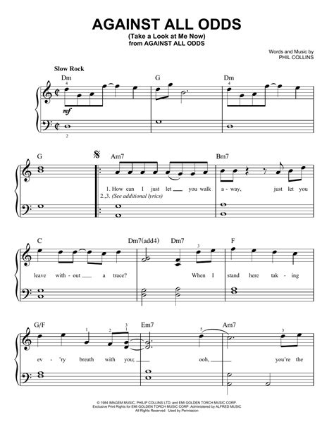 Against All Odds Take A Look At Me Now By Phil Collins Sheet Music