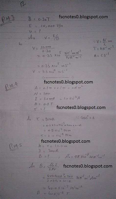 Fsc Ics Notes Physics Xii Chapter 14 Electromagnetism Numerical Problems