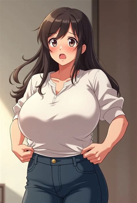 Blouse Broken When Putting On Big Boobs Anime Girl Seaart Ai
