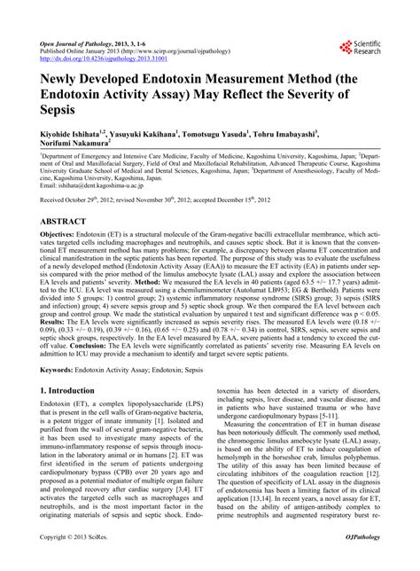 Pdf Newly Developed Endotoxin Measurement Method The Endotoxin