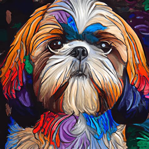 Stained Glass Shih Tzu Hyper Realistic Reflective Intricate Detail