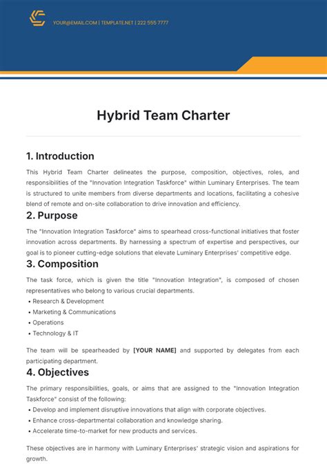 Free Team Charter Templates To Edit Online And Print