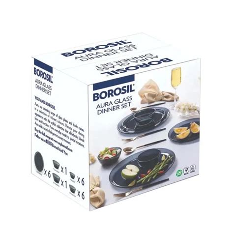Borosil Aura Glass Dinner Set Grey