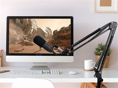 At2020 Mic Suspension Boom Scissor Arm Mic Stand With Pop Filter