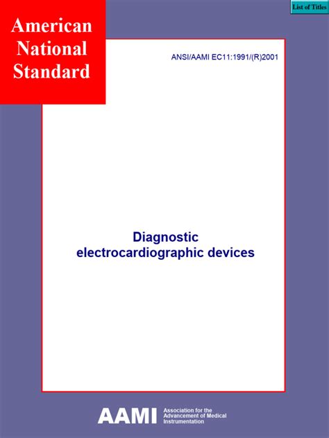 Aami Ec11 Pdf Electrocardiography Fuse Electrical