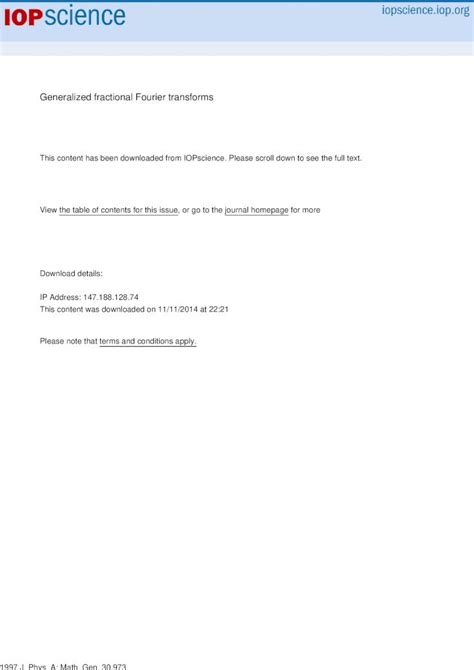 Pdf Generalized Fractional Fourier Transforms Dokumentips