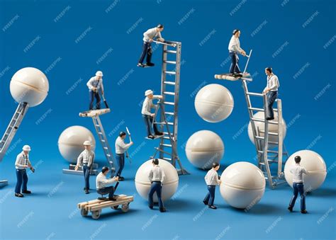 Premium Photo Assembly Line Work On Plain Blue Background