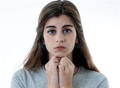 Portrait of Sad and Depressed Woman. Isolated in White Background. Human Expressions and ...