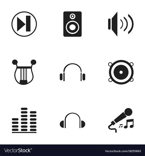 Set Of 9 Editable Audio Icons Includes Symbols Vector Image