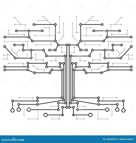 Technological Tree In The Form Of A Printed Circuit Board Stock Illustration Illustration Of