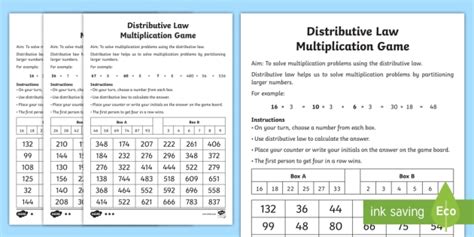 Distributive Law Multiplication Differentiated Game