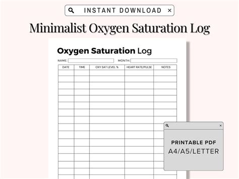 Oxygen Tracker Saturation Journal Pulse Log Oxygen Record