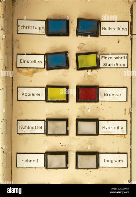 Push Buttons With Indicating Labels Close Up Stock Photo Alamy