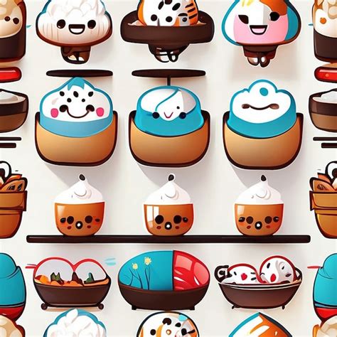 Premium Photo A Set Of Kawaii Rice Designs Ai Generated