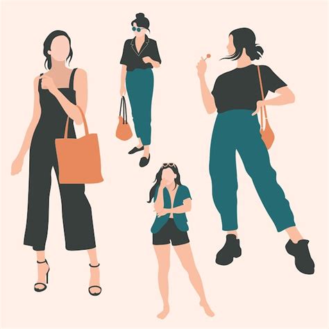 Premium Vector Cute Girls With Boho Style