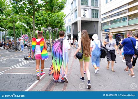 Brightly Dressed Lgbtq Community In Lgbt Before Pride Parade