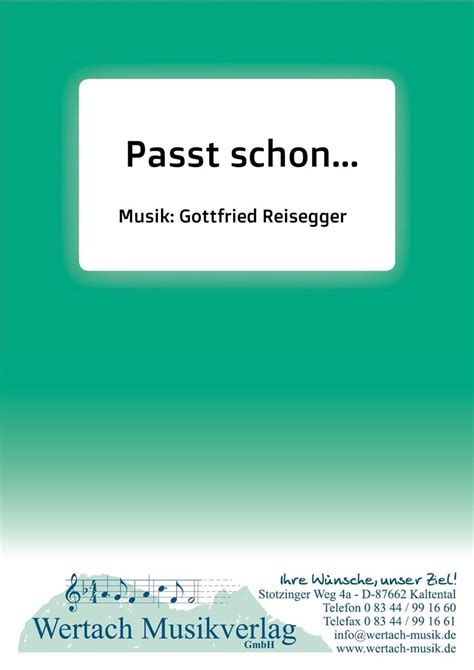 Passt Schon Blasorchester Noten Kaufen Im Blasmusik Shop