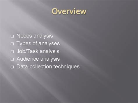 User Task And Needs Analysis Overview Needs Analysis