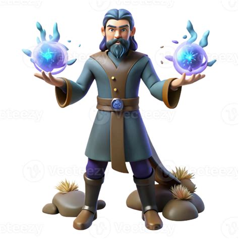Wonderful Classic Wizard 3d Render Fantasy Magic Illustration Premium 56757955 Png