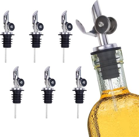 Bar Juice Pourer 6 Pack Plastic Juice Bottles With 12 Stainless Pour
