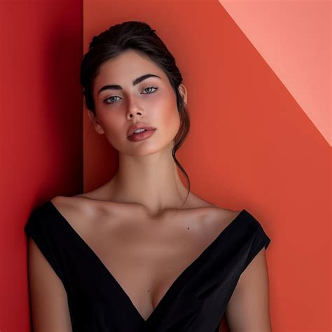 Premium Photo Stylish Female Model Striking A Pose