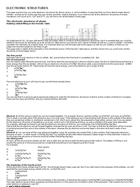 Electronic Structures Pdf Electron Configuration Transition Metals