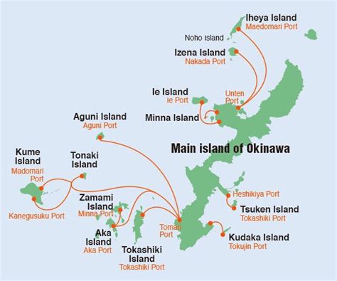 Map From Tomari Port To Tokashiki Portokinawa Island Guide