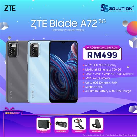 ZTE Blade A72 5G (4GB RAM + 128GB ROM) | 6.52″ HD+ 90Hz Display ...