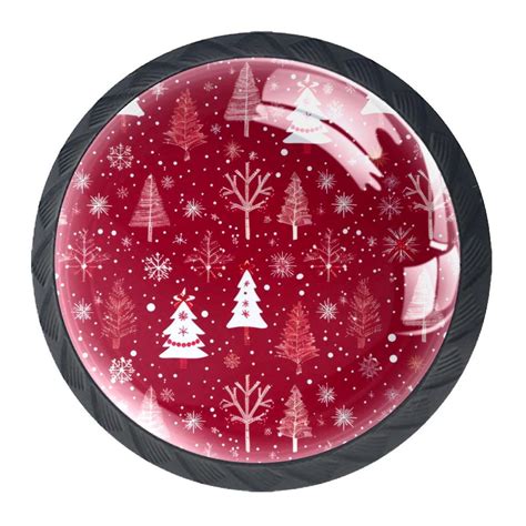 4 Pack Black Drawer Knobs Christmas Trees Cabinet Knobs Round Glass Knobs For Kitchen Cabinet