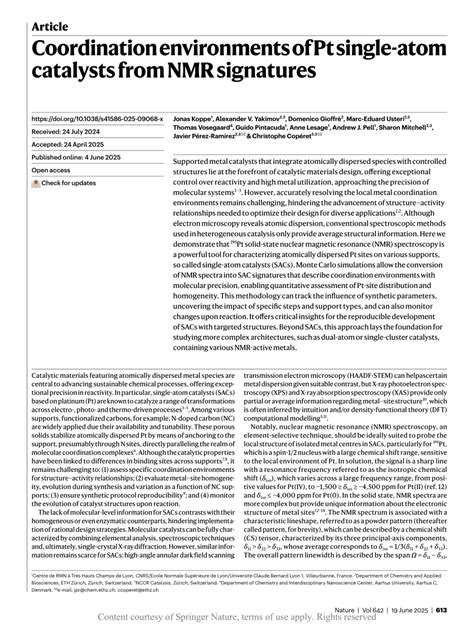 Pdf Coordination Environments Of Pt Single Atom Catalysts From Nmr