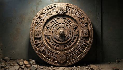 Ancient Aztec Calendar Carved Stone Artefact Features Intricate