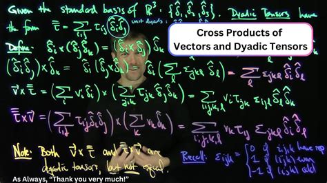 Cross Products Of Vectors And Dyadic Tensors Youtube