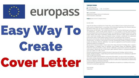 How To Create Europass Cover Letter How To Write Cover Letter