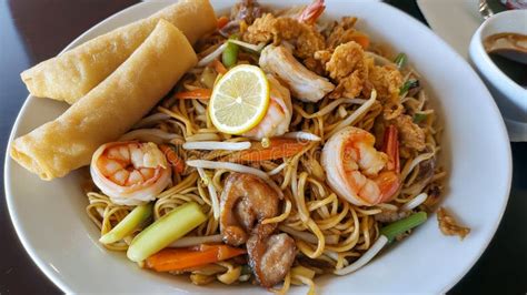 A Plate Of Pancit Canton Stock Illustration Illustration Of Ingredients 359651169