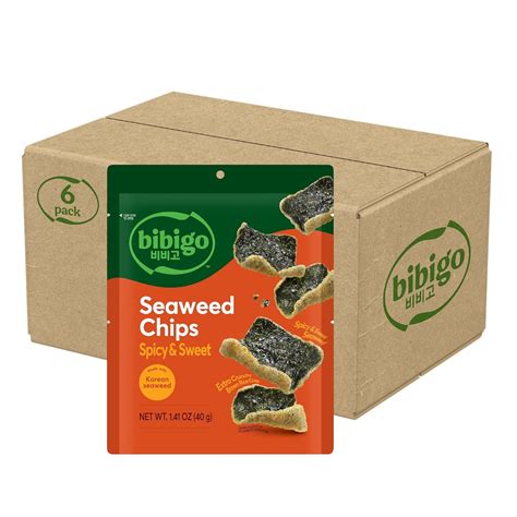 Bibigo Spicy And Sweet Seaweed Chips 141 Ounce Pack Of 6