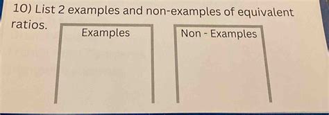 Solved 10 List 2 Examples And Non Examples Of Equivalent Ratios