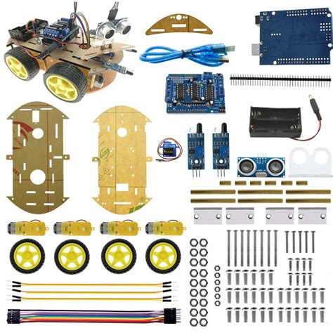 4wd Robot Car Chassis Ultrasonic Sensor Obstacle Avoidance Smart Car Robot Kit