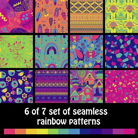 6 Of 7 Seamless Rainbow Patterns Stock Vector Illustration Of Icon Vector 266960371