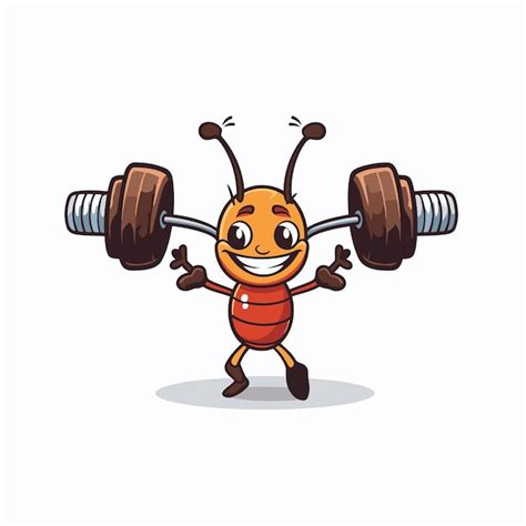 Premium Vector Cute Ant Lifting Dumbbells Character Cartoon Style
