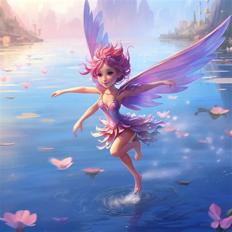 Graceful Cartoon Pixie Flying Over Water Stock Image And Prompt 2moons
