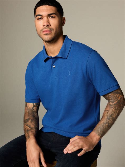 Buy Dark Blue Regular Fit Short Sleeve Pique Polo Shirt From Next