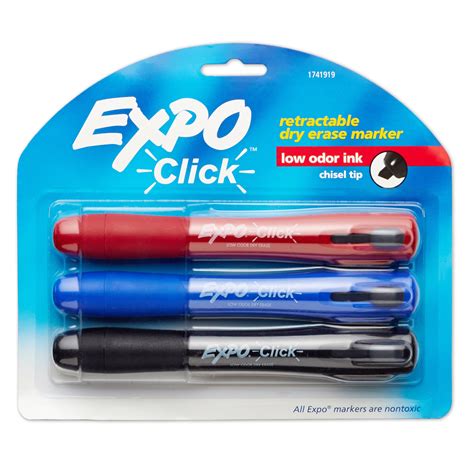 Expo Retractable Click Dry Erase Markers 3 Count