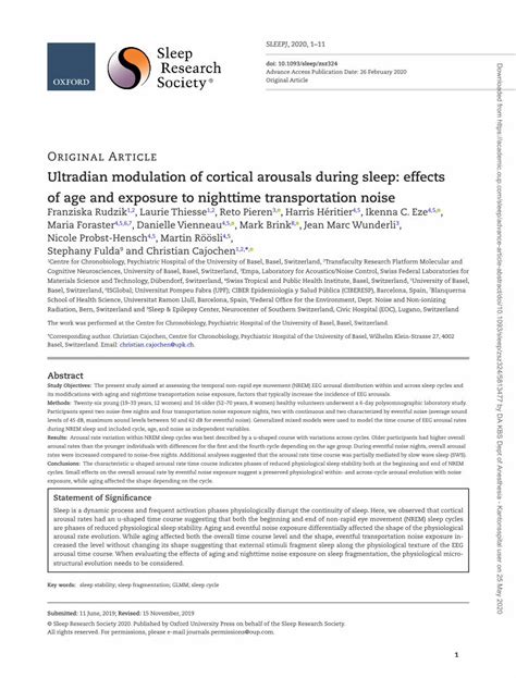 Pdf Ultradian Modulation Of Cortical Arousals During Sleep Effects