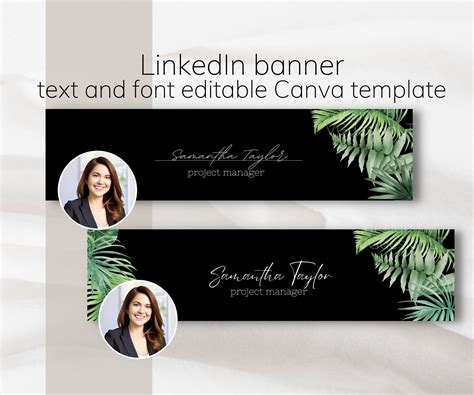 Greenery Linkedin Banner Nature Leaves On Black Background Canva