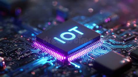 The Iot Microchip Illuminated By Glowing Lights On A Circuit Board Ai