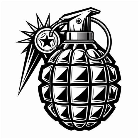 Vintage Monochrome Tattoo Of Grenade Premium Ai Generated Vector