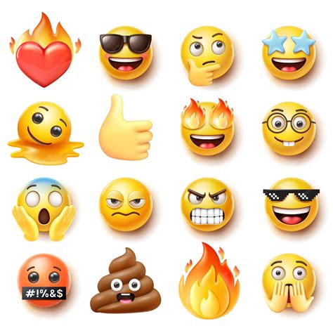 Emoji Emoticons Symbols Icons Color Set Premium Ai Generated Vector