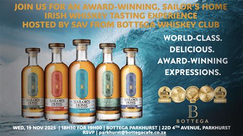 Sailors Home Irish Whiskey Tasting Wednesday 19 November 2025