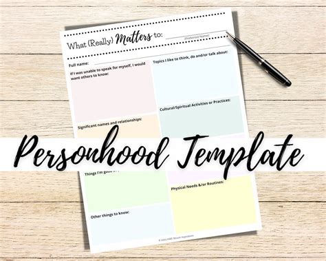 All About Me Template Getting To Know You Personhood Page Printable